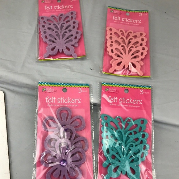 Office | Lot Of 12 Felt Stickers Girl Butterflies Flowers | Poshmark